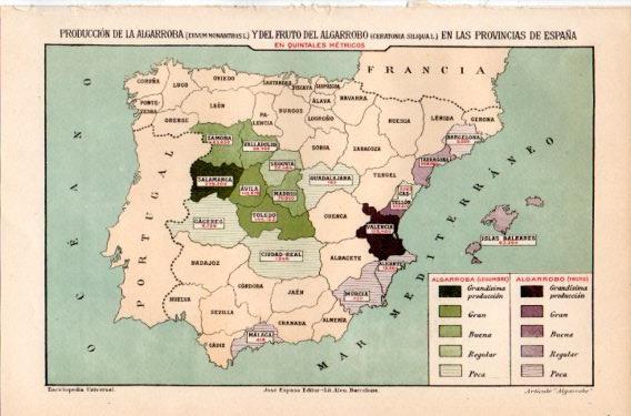LAMINA V46490: Mapa de España produccion de algarroba y algarrobo – El ...