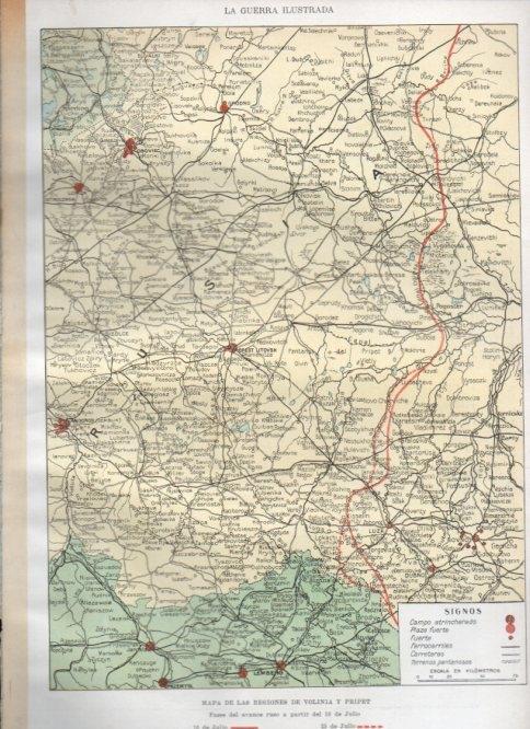 LAMINA V22510: Mapa de las regiones de Volinia y Pripet 10 de julio ...